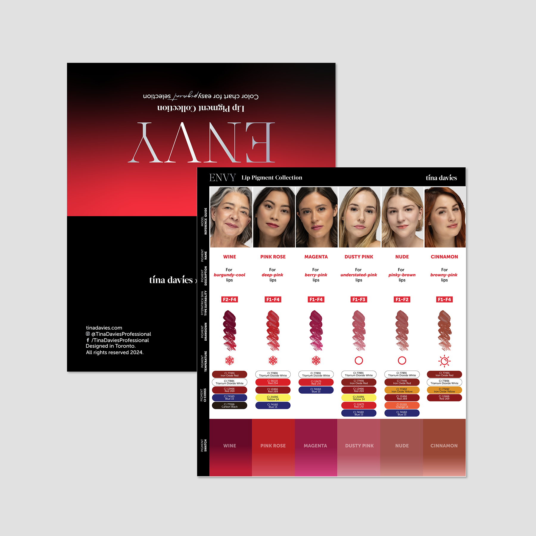 Tina Davies Envy Lip Pigment Collection Color Chart