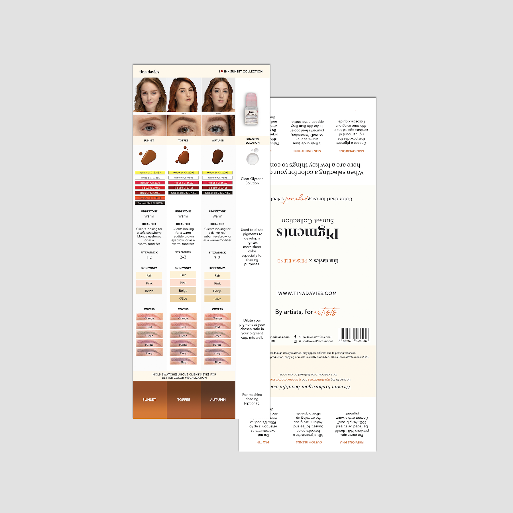 Tina Davies Sunset Collection Color Chart - Color Selection Guide